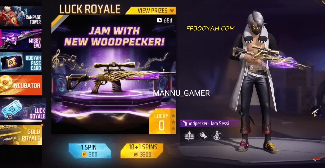 Free Fire upcoming Weapon royale Gun skin for January 2024: Woodpecker ...