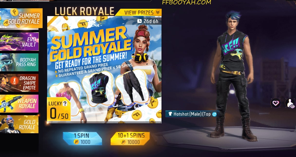 How to get free Hotshot and Summer Beaches bundle from Free Fire Summer Gold Royale - Fans First ...
